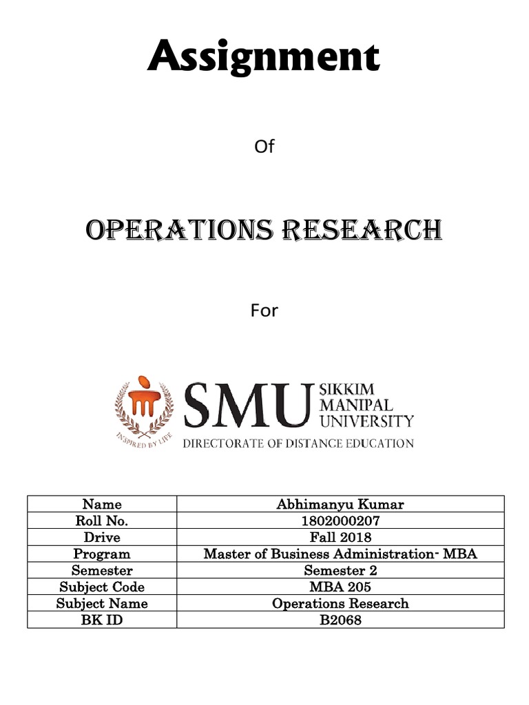 Operations Research: Assignment | PDF | Simulation | Linear Programming