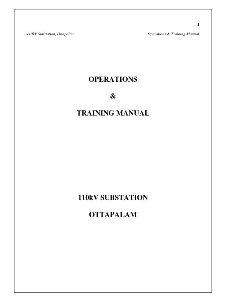 Operations&TrainingManual110kVSubstationOttapalam PDF | PDF ...