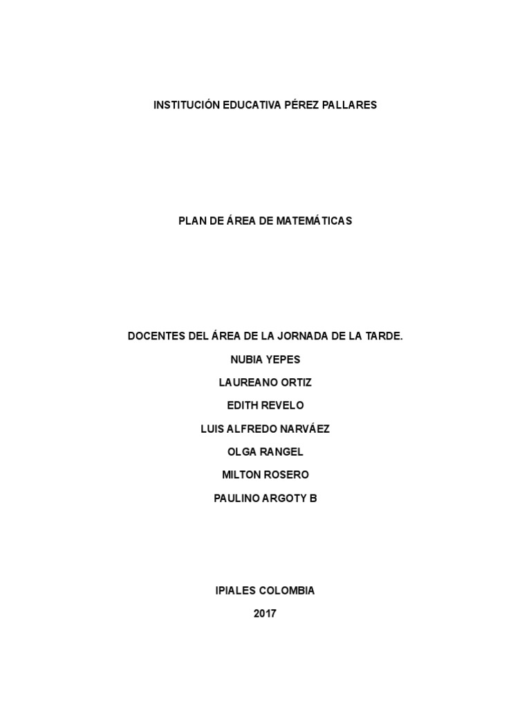 Plan De Estudios Matemáticas 222017 Pdf Evaluación Educación Primaria