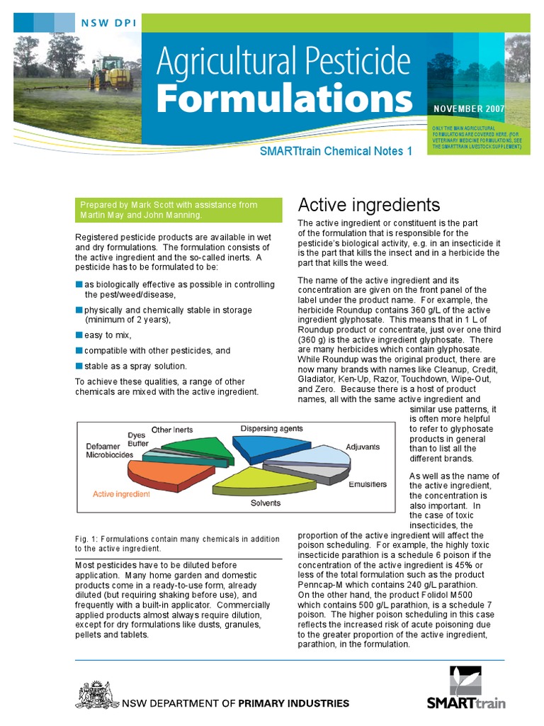 Agricultural Pesticide Formulations PDF | PDF | Poison | Chemical Substances