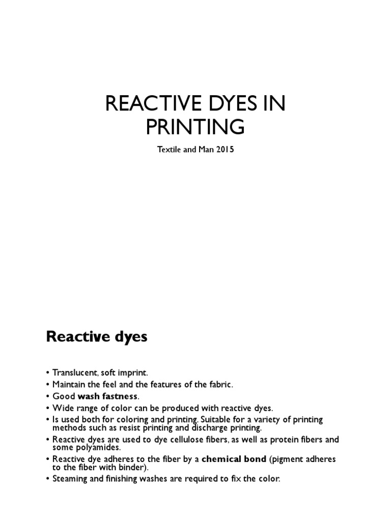 Reactive Printing PDF | PDF | Dye | Textiles