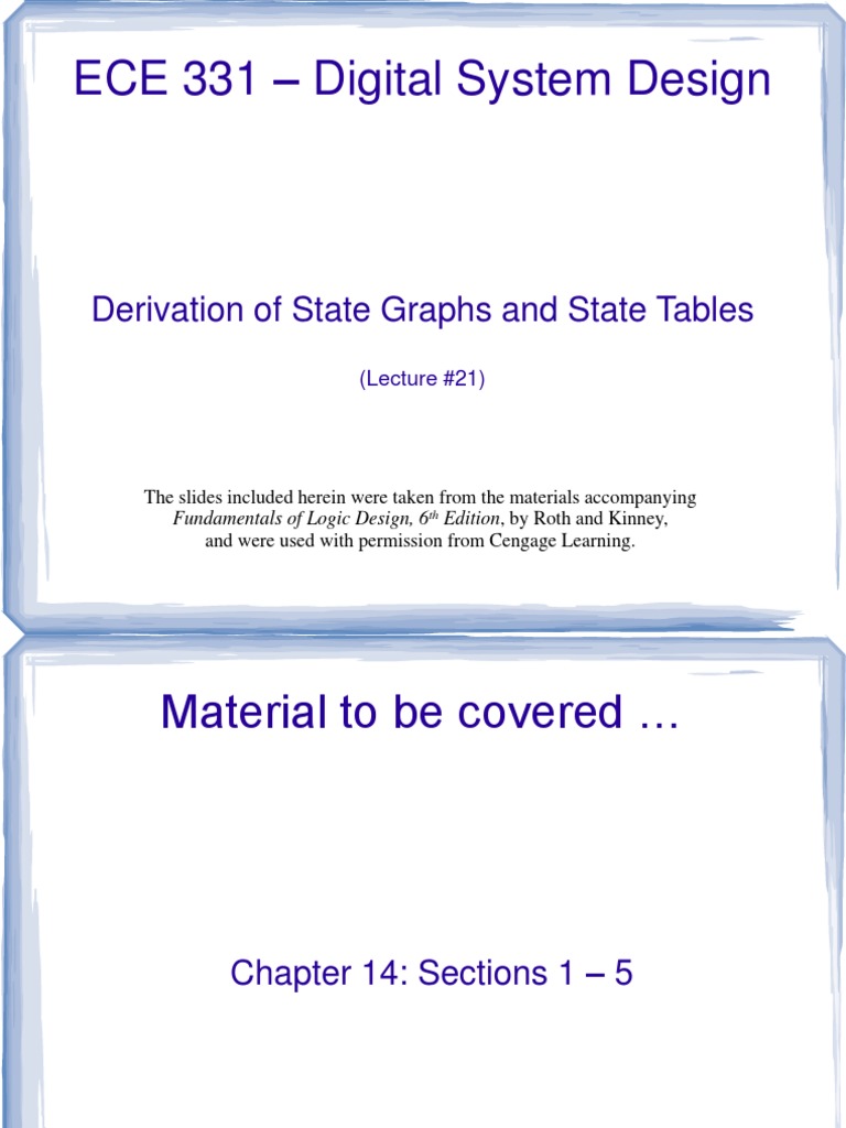 ECE 331 - Digital System Design: Derivation of State Graphs and State ...