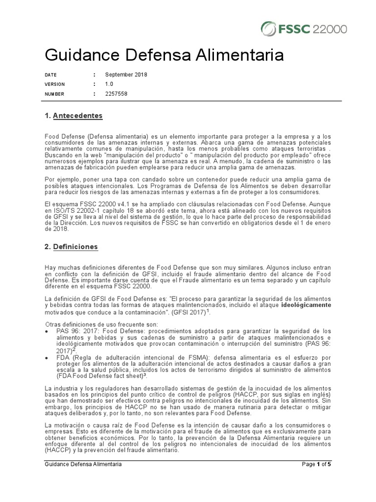 Primer Manual Defensa de Alimentos | Análisis de Riesgo y Puntos ...