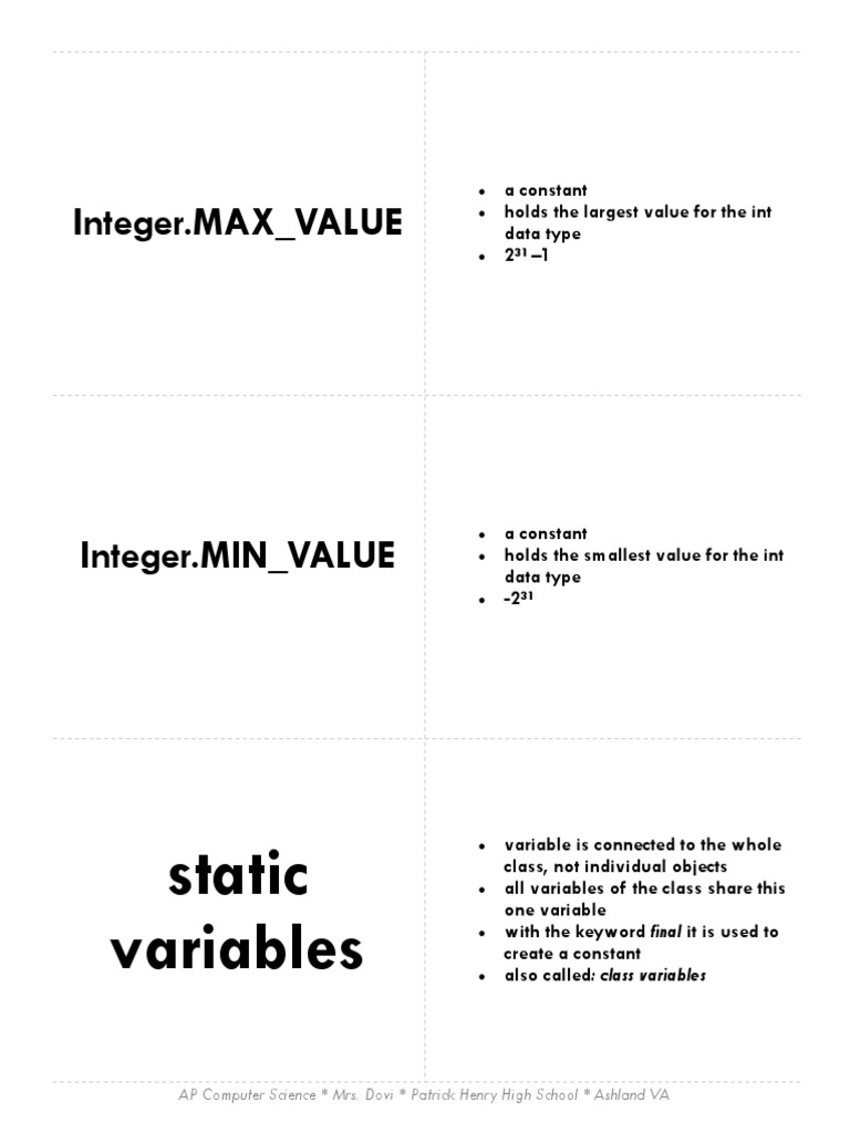 AP Flash - Cards - DOVI PDF | PDF | Class (Computer Programming ...