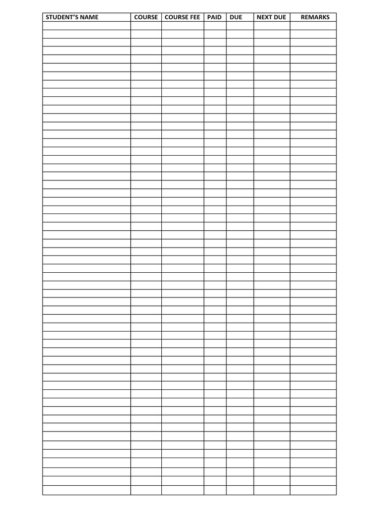 Student Fee Chart | PDF