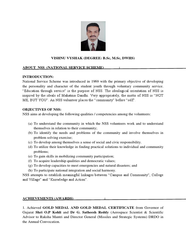 NSS Volunteer Achievements and Objectives | PDF | Art