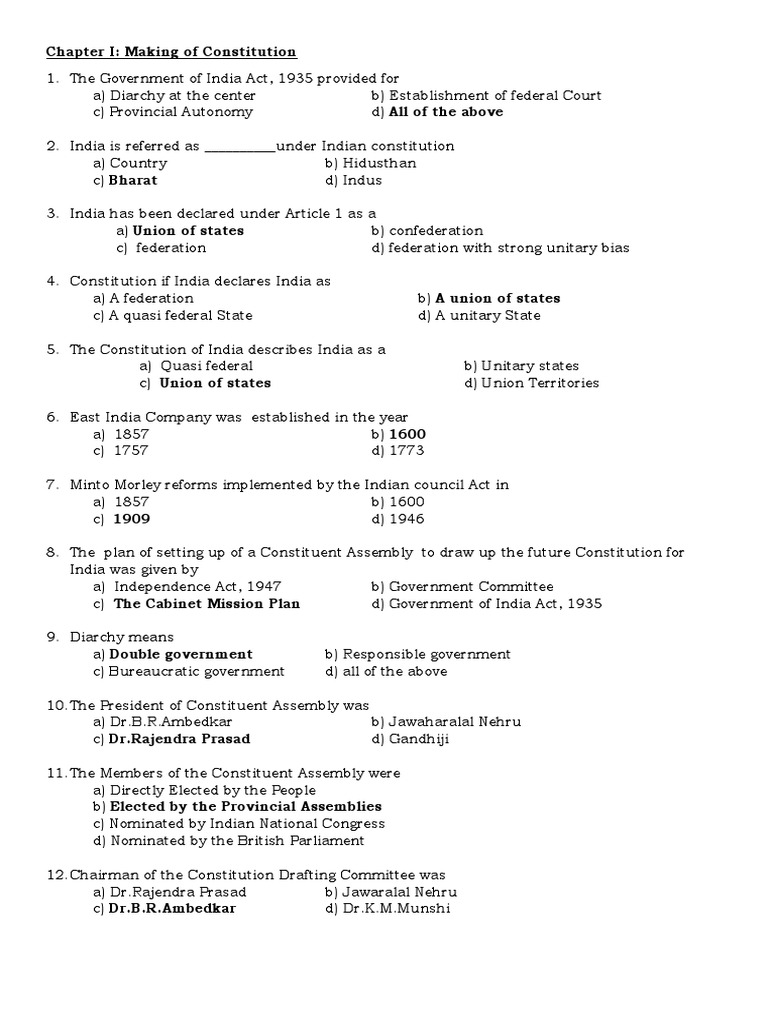 Constitution MCQ | PDF | Writ | Ex Post Facto Law
