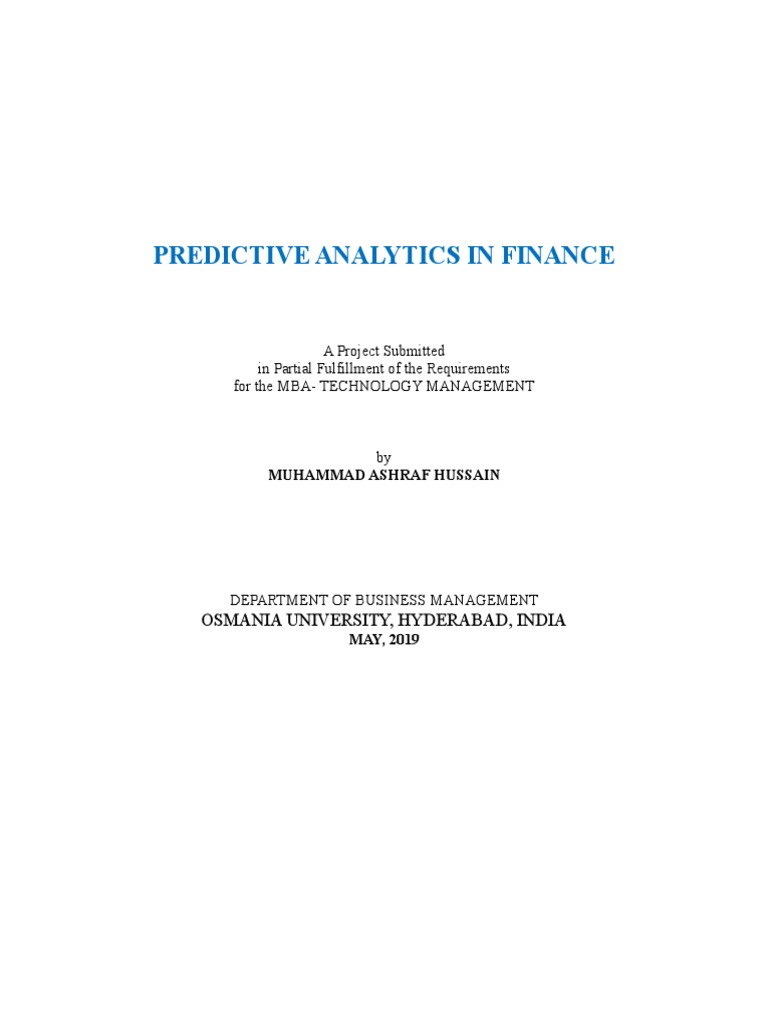 Project Report Format Predictive Analytics | PDF | Predictive Analytics ...