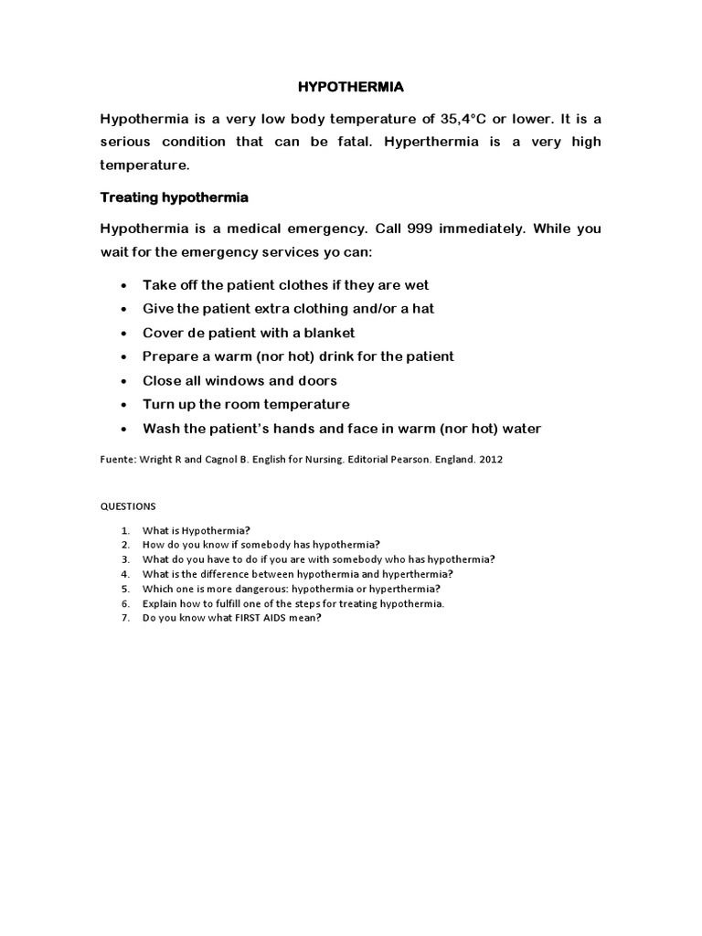 Hypothermia | PDF | Hypothermia | Temperature