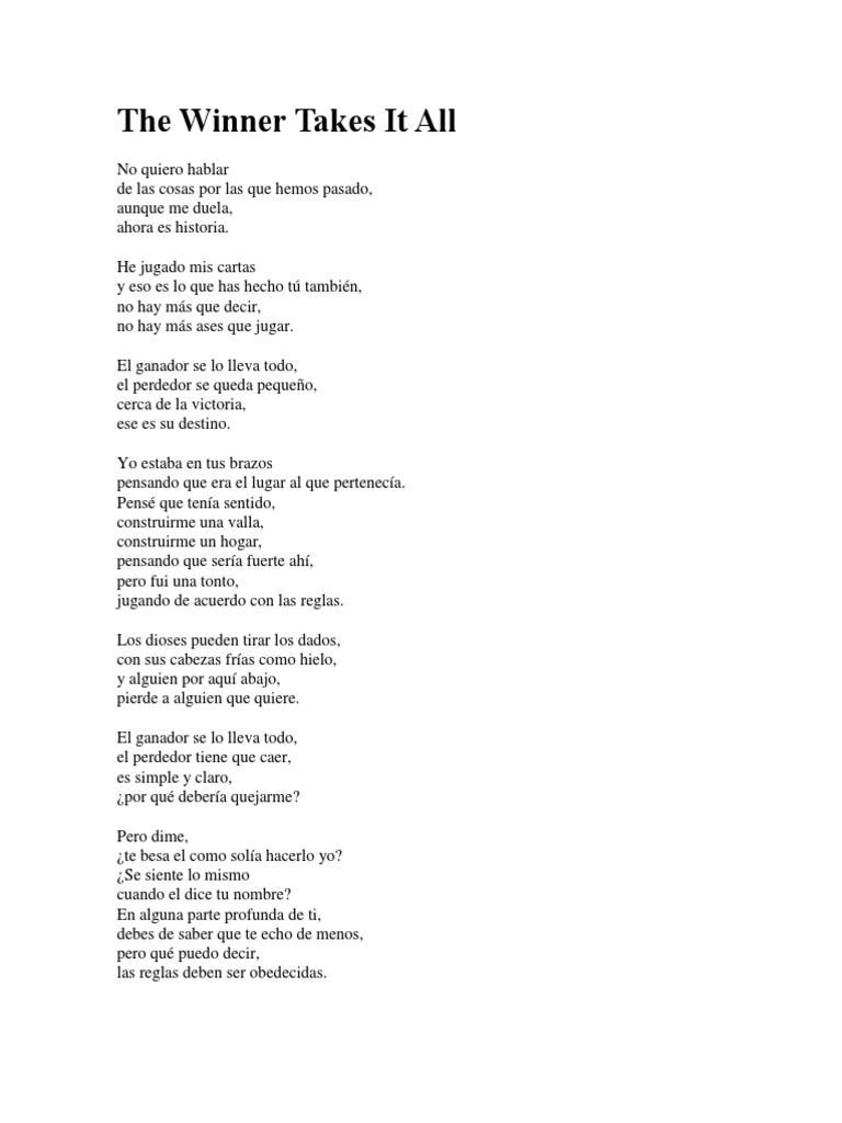 Letra en Español de La Canción de ABBA | PDF | Música grabada | Música pop