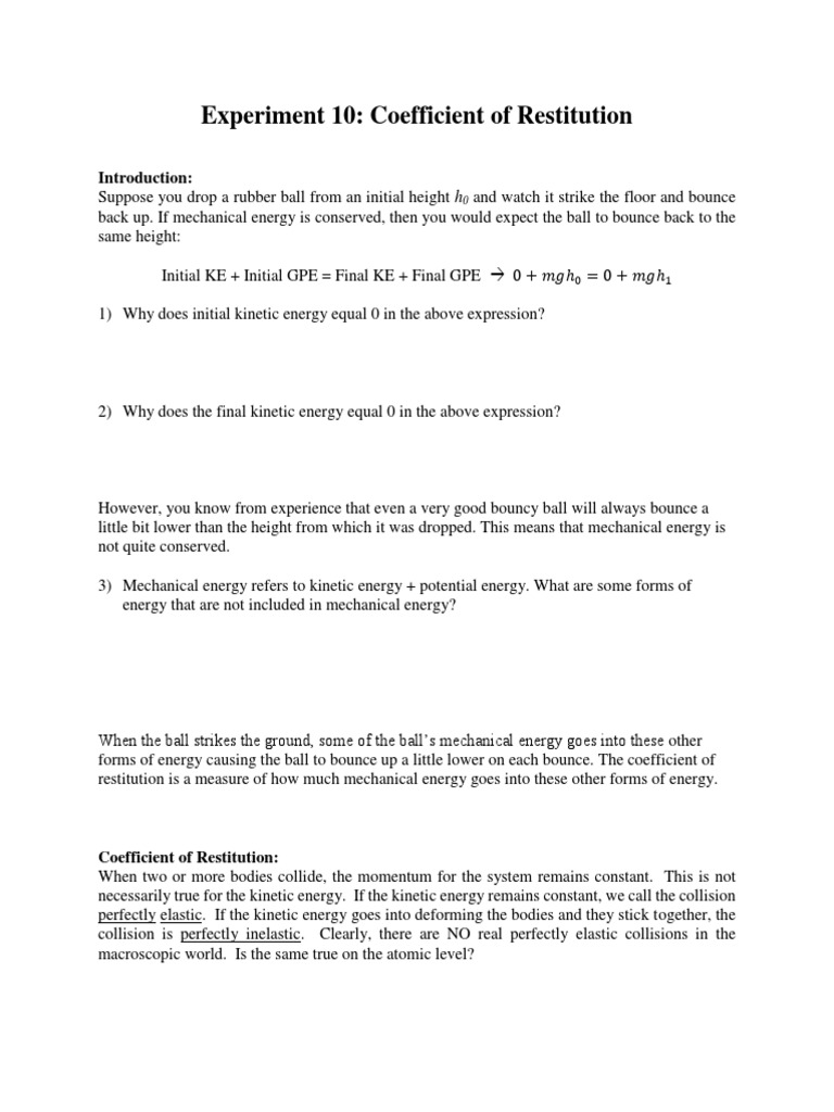 Measuring the Coefficient of Restitution through Ball Bounce ...