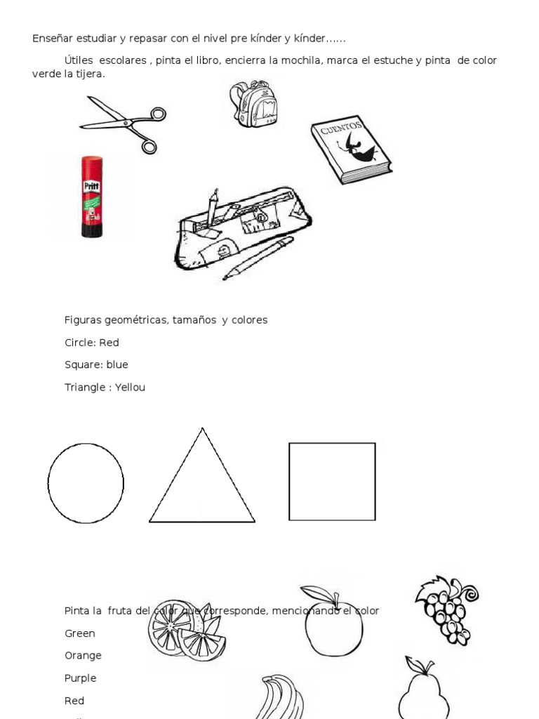 Vocabulario Ingles Pre Kinder | PDF