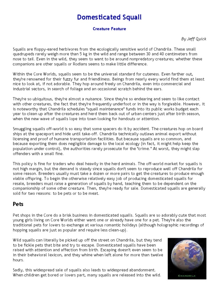 Creature Feature Domesticated Squall | PDF | Pet | Restaurants