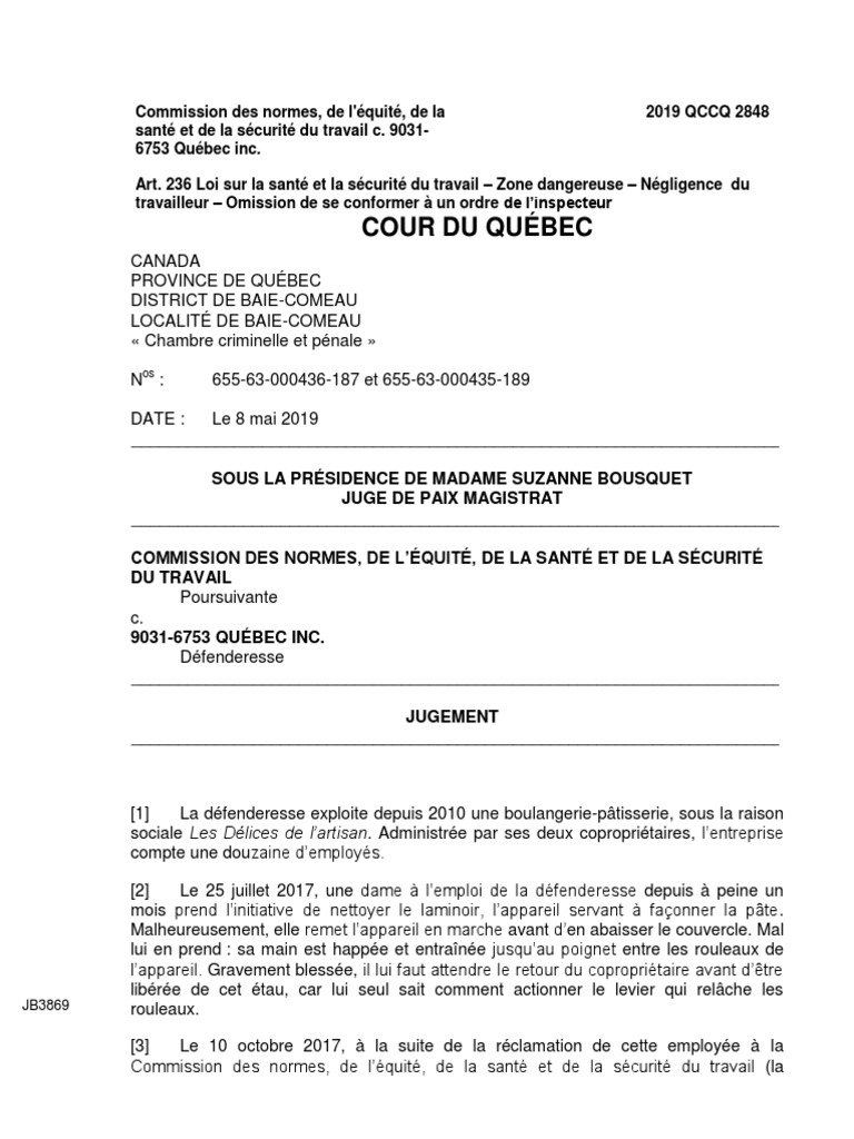 Jugement de La Cour Du Québec | PDF | Cour suprême des États-Unis ...