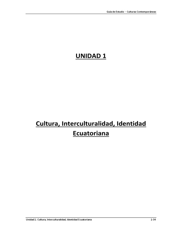 Unidad 1 Cultura, Interculturalidad, Identidad | PDF | Escritura ...