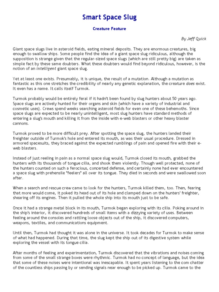 Creature Feature Smart Space Slug | PDF | Ships | Leisure