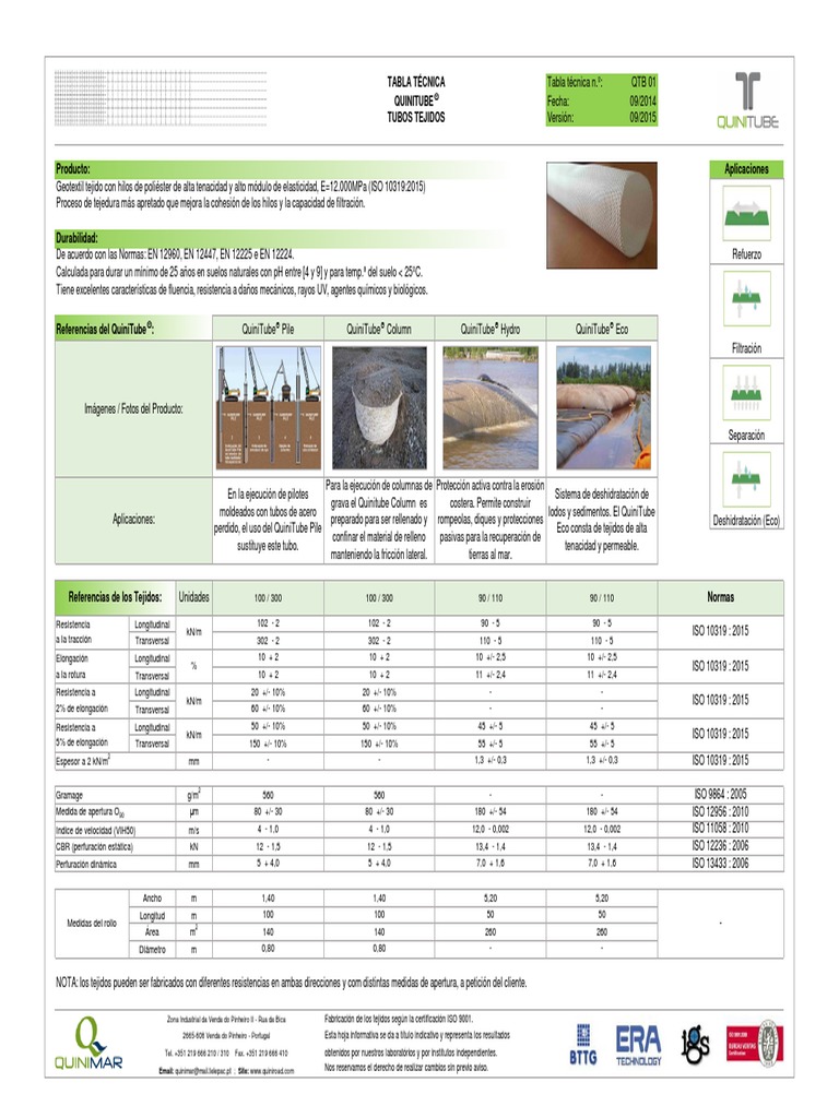 4.1. QuiniTube Tabla Técnica - ES | PDF | Naturaleza
