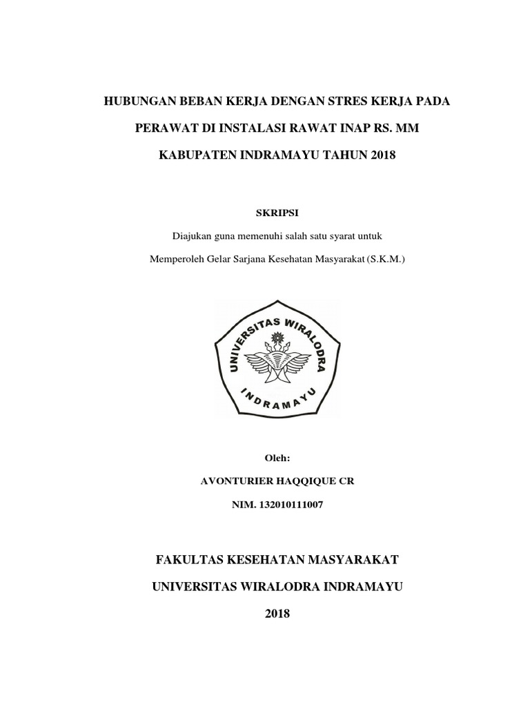 Hubungan Beban Kerja Dengan Stres Kerja Pada Perawat Di Instalasi Rawat Inap Rs. MM Kabupaten ...
