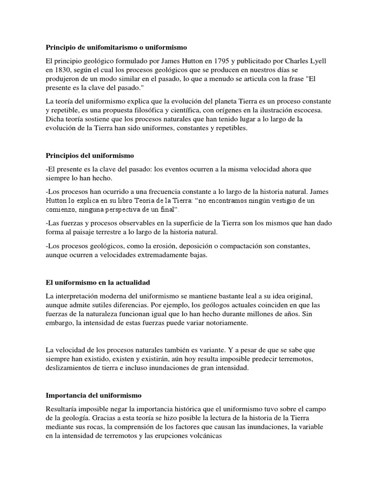 Principio de Unifomitarismo | PDF | Estrato | Geología