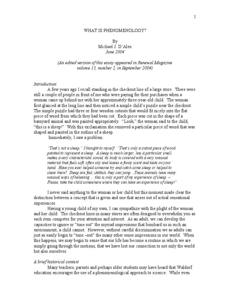 What Is Phenomenology | PDF | Thought | Observation