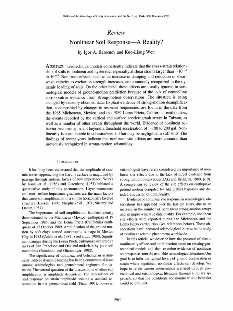 Nonlinear Soil Response A Reality | PDF | Hysteresis | Deformation ...