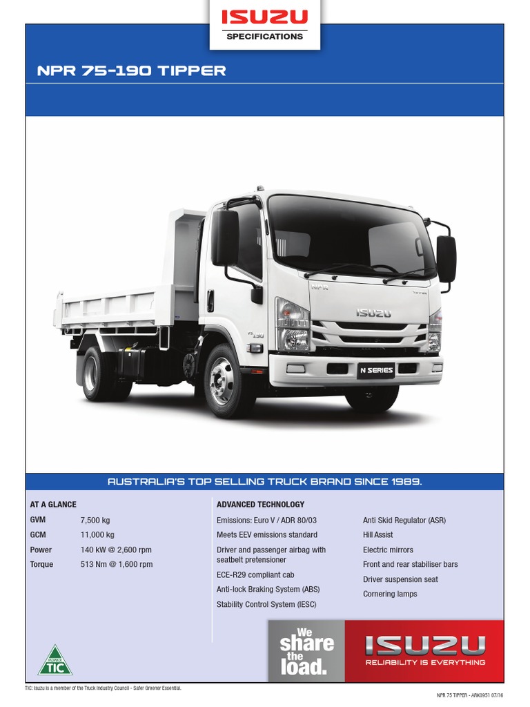 NPR 75-190 Tipper 4-Cyl PDF Truck Anti Lock Braking System, 48% OFF