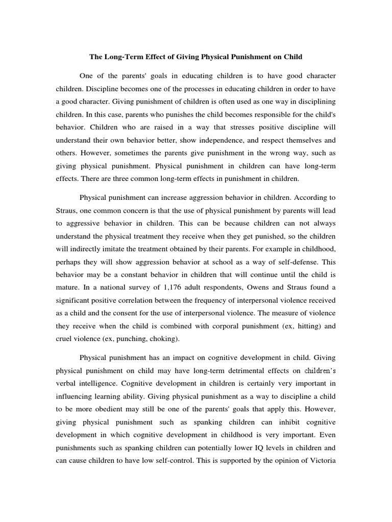 The Long-Term Effect of Giving Physical Punishment On Child | PDF ...