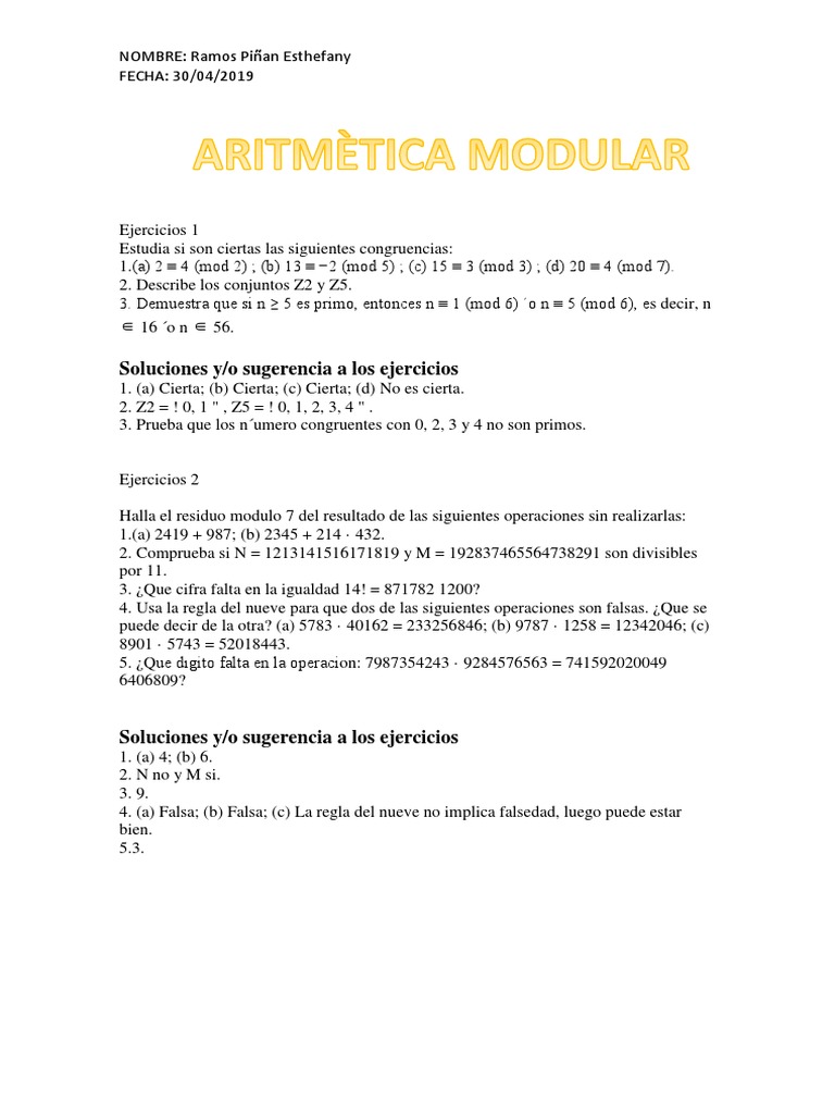 Aritmetica Modular | PDF