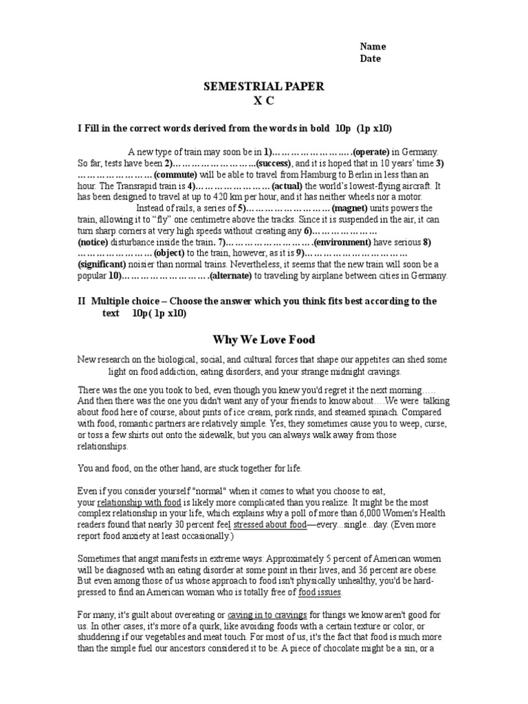 XC Semestrial Paper | PDF | Taste | Food Addiction