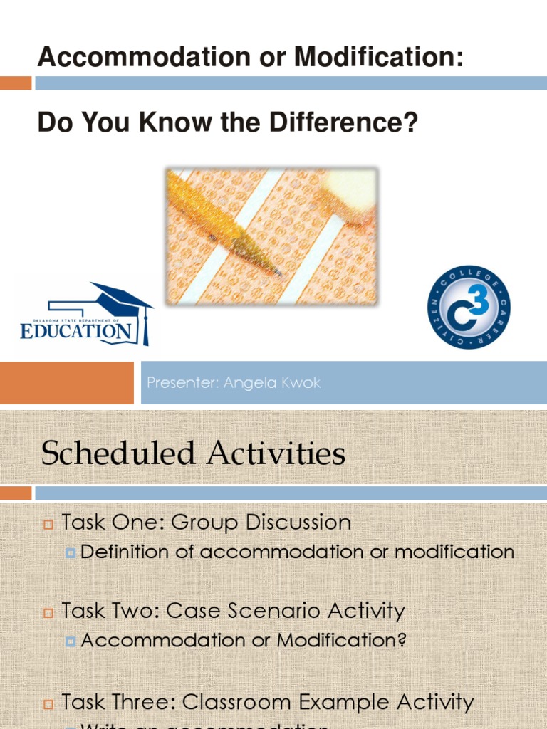 Accom Mod Presentation | PDF | Special Education | Reading (Process)