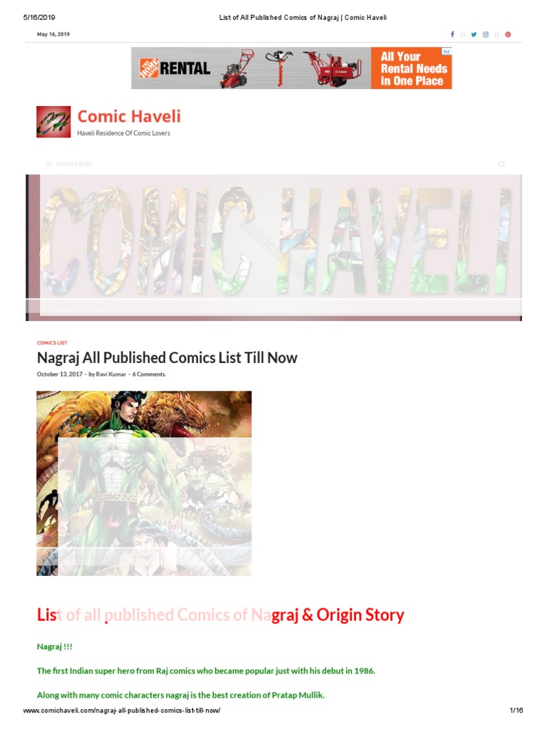 List of All Published Comics of Nagraj - Comic Haveli | PDF | Comics Characters | Superhero Fiction