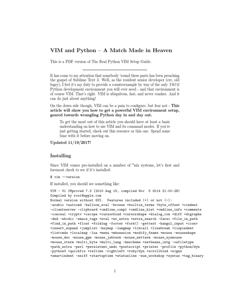 Vim and Python | PDF | Command Line Interface | File Format