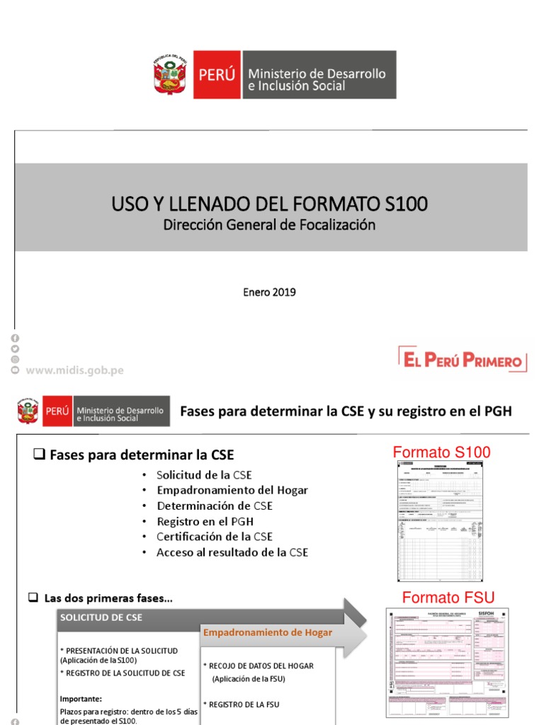 Uso Y Llenado Del Formato S100: Dirección General de Focalización ...