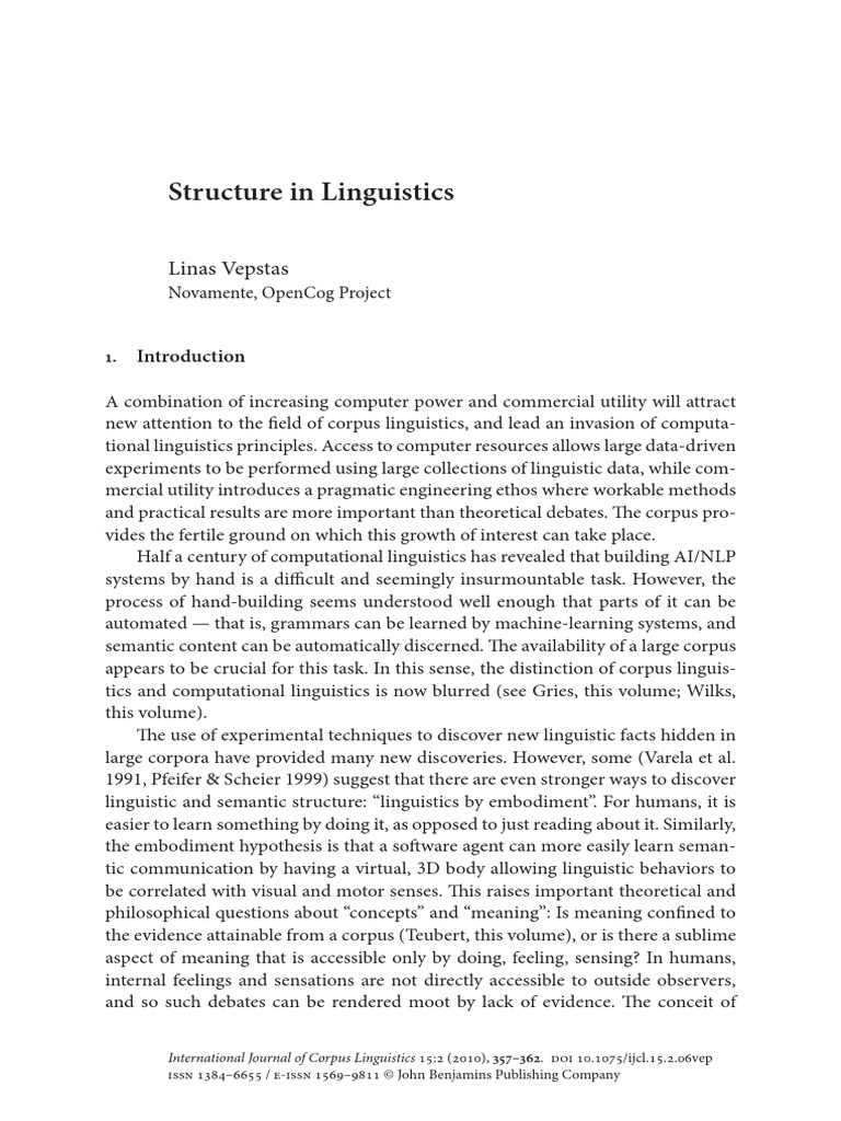 Structure in Linguistics | PDF | Parsing | Semantics
