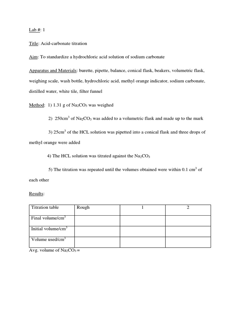 Chem Lab#1 | PDF | Titration | Chemistry