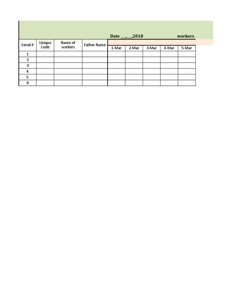 Serial # Father Name Dates 1-Mar 2-Mar 3-Mar 4-Mar 5-Mar 1 2 3 4 5 6 ...