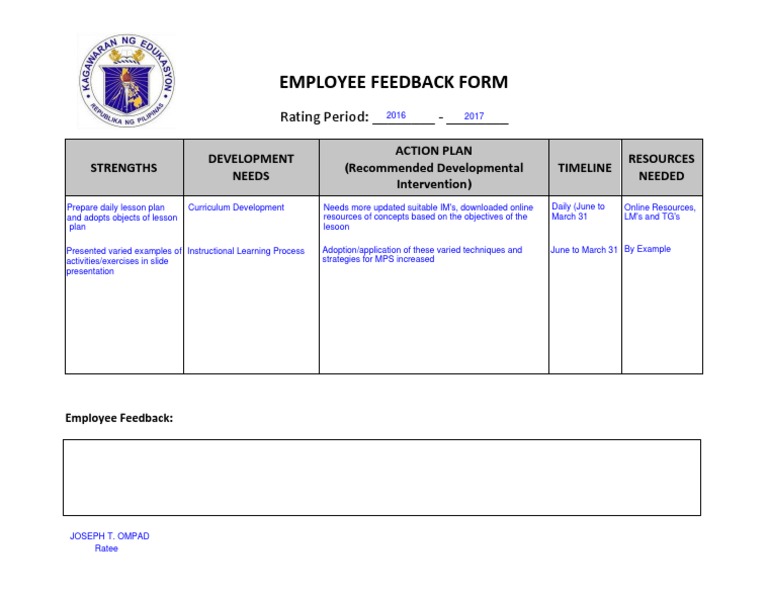 Employee Feedback Form | PDF