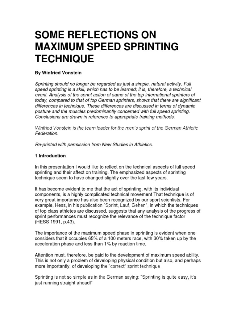 Maximum Speed Phase In Sprinting
