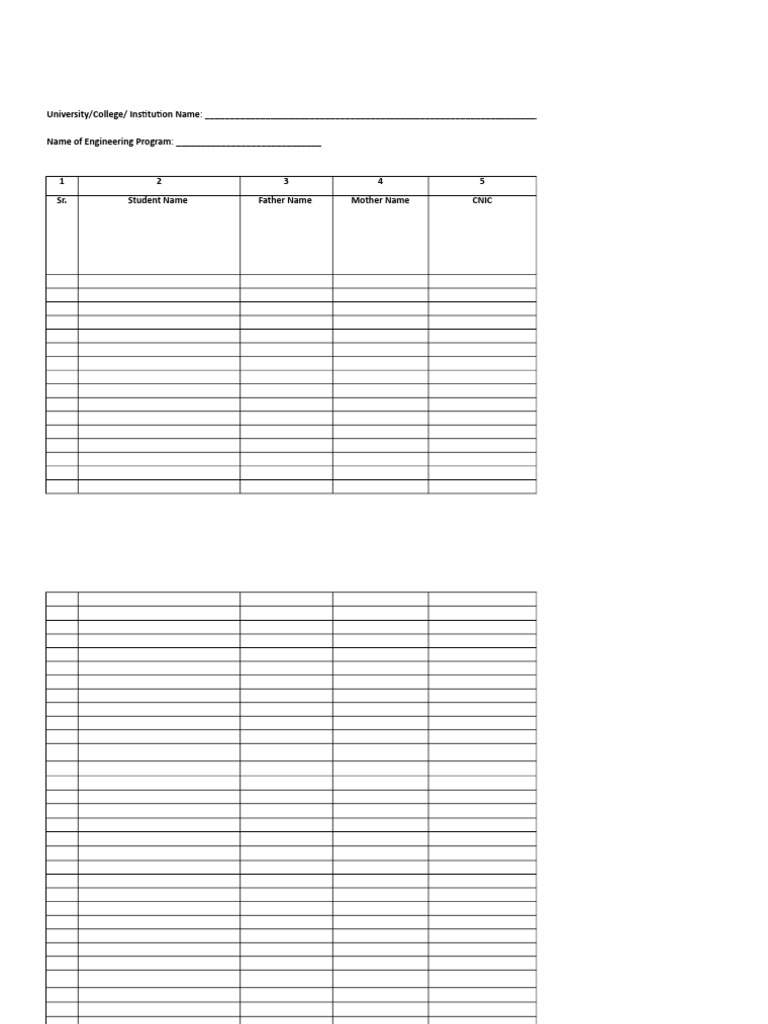 Engineering Program Student Intake Form | PDF