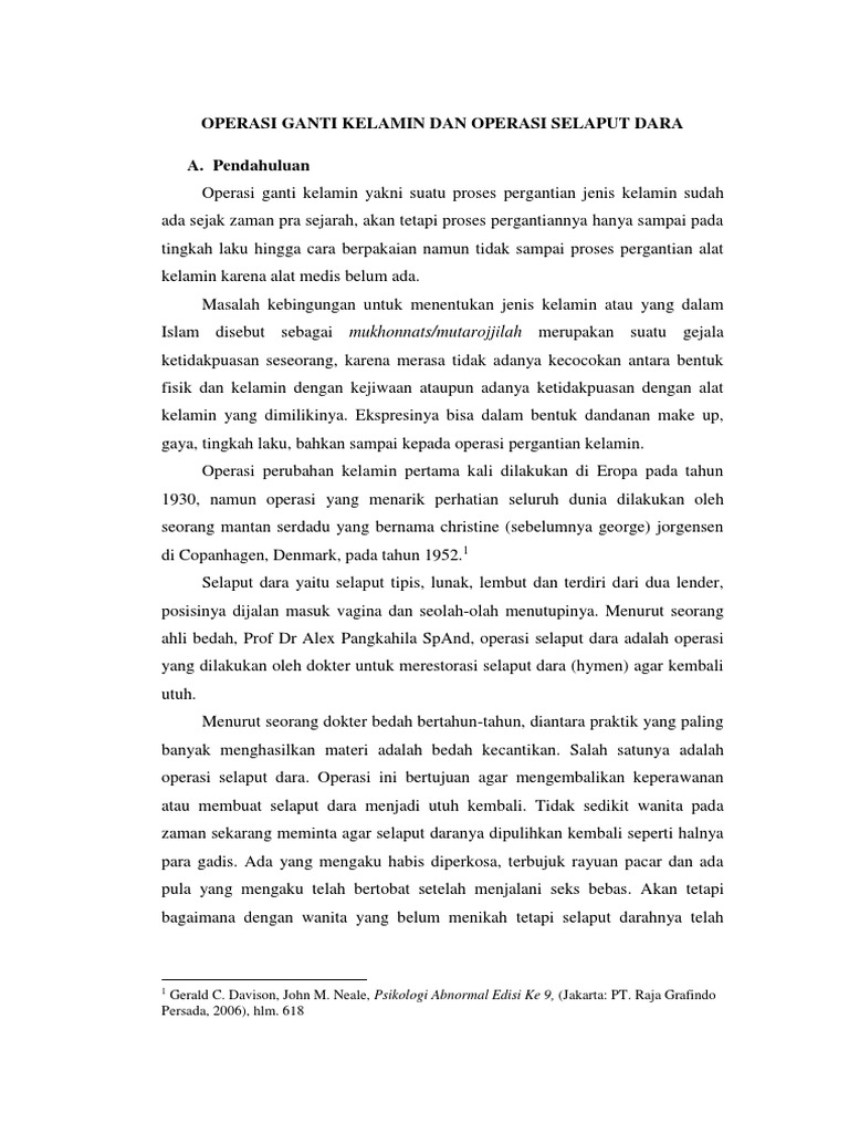 Operasi Ganti Kelamin Dan Selaput Dara | PDF