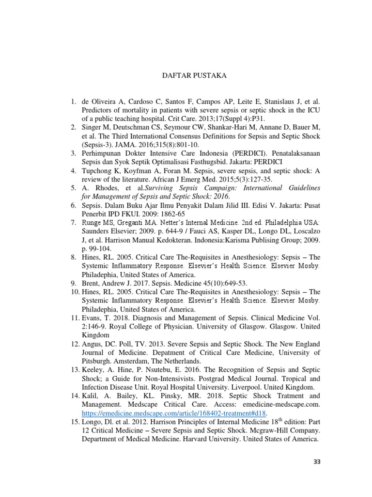 Dapus | PDF | Sepsis | Intensive Care Medicine
