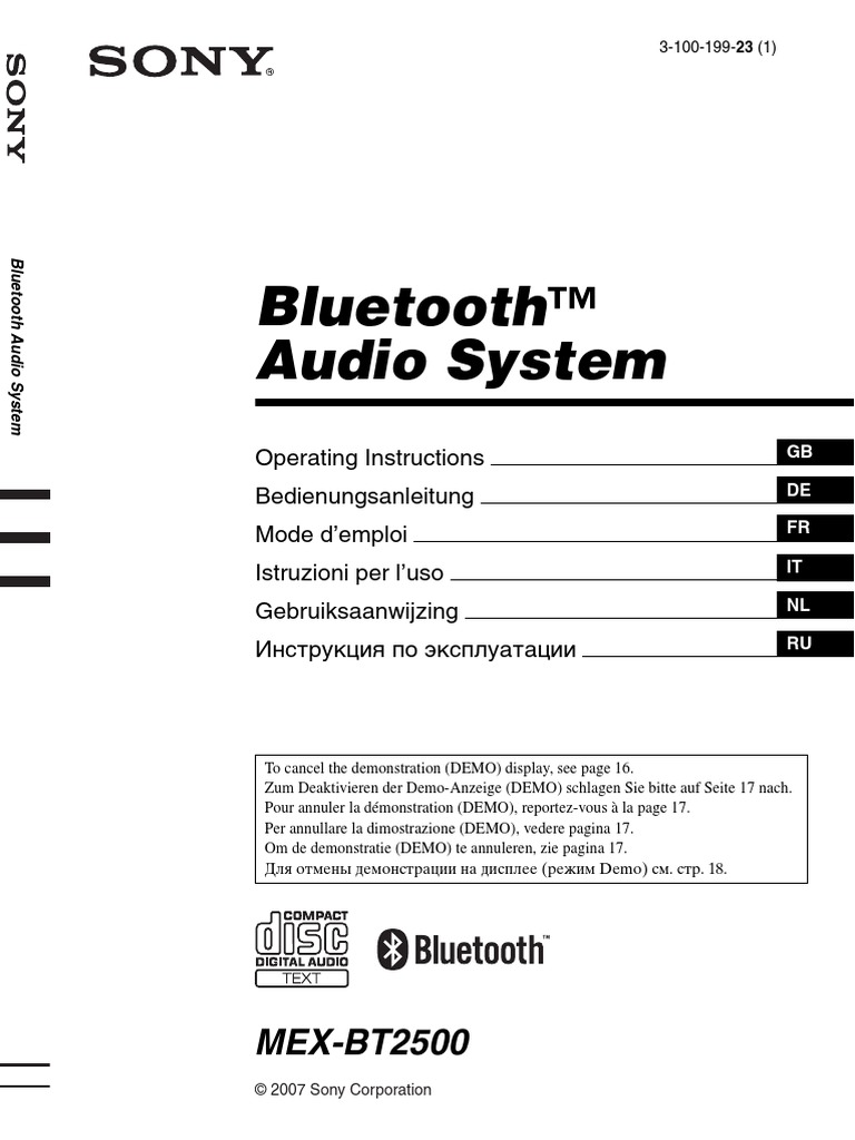 Bluetooth™ Audio System: MEX-BT2500 | Download Free PDF | Bluetooth ...