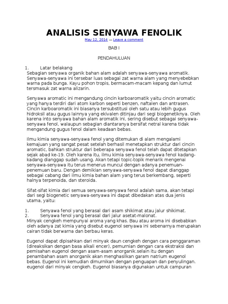 ANALISIS STRUKTUR DAN REAKSI SENYAWA FENOLIK | PDF