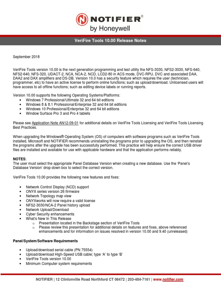 VeriFire Tools 10.00 - Release Notes - 180904 | PDF | Microsoft Windows ...