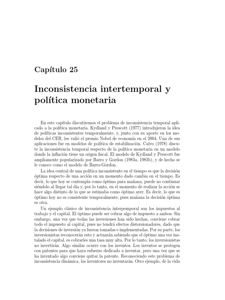 Política monetaria y el problema de inconsistencia temporal: el modelo ...