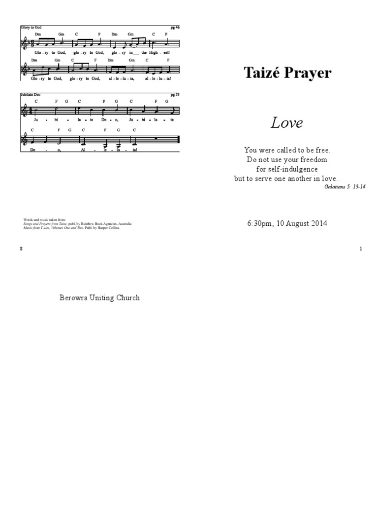 Taize Service Booklet PDF | PDF | Lord's Prayer | Christian Worship And ...