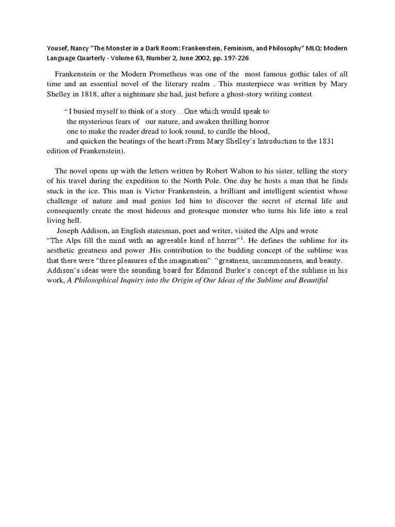 Frankenstein Research Paper | PDF