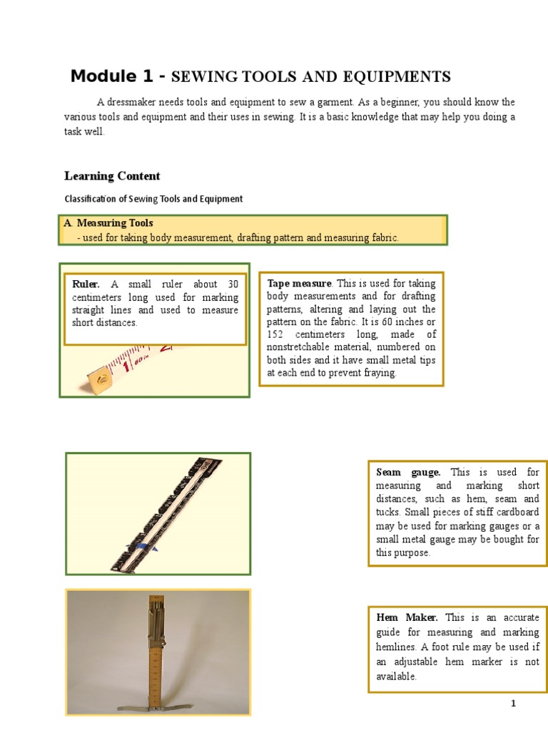 Essential sewing tools and their uses | PDF | Sewing | Sewing Machine