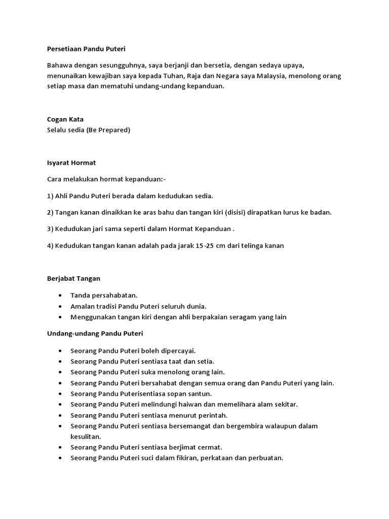 Persetiaan Pandu Puteri Pdf