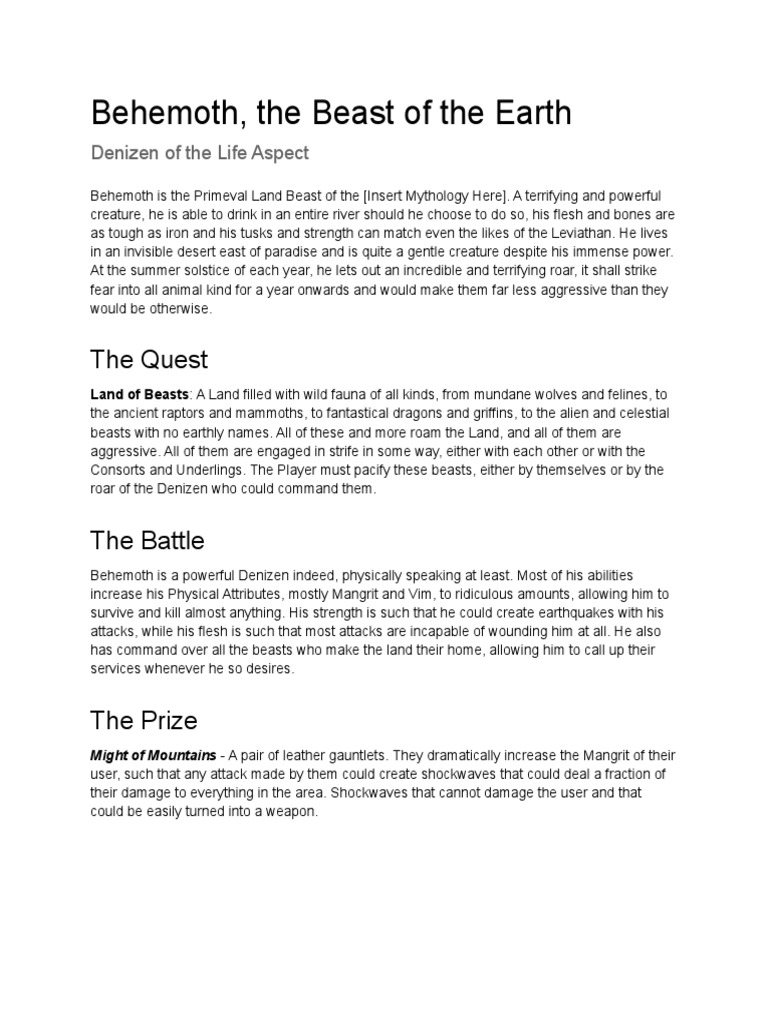 Behemoth, The Beast of The Earth | PDF | Nature